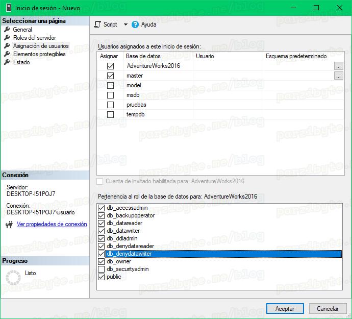 Añadir usuario en SQL Server - Nuevo inicio de sesión | Parzibyte