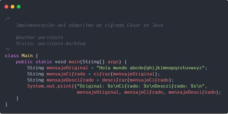 Cifrado césar en Java - Algoritmo | Parzibyte