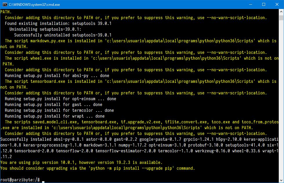 Instalar Tensorflow para Python en Windows | Parzibyte