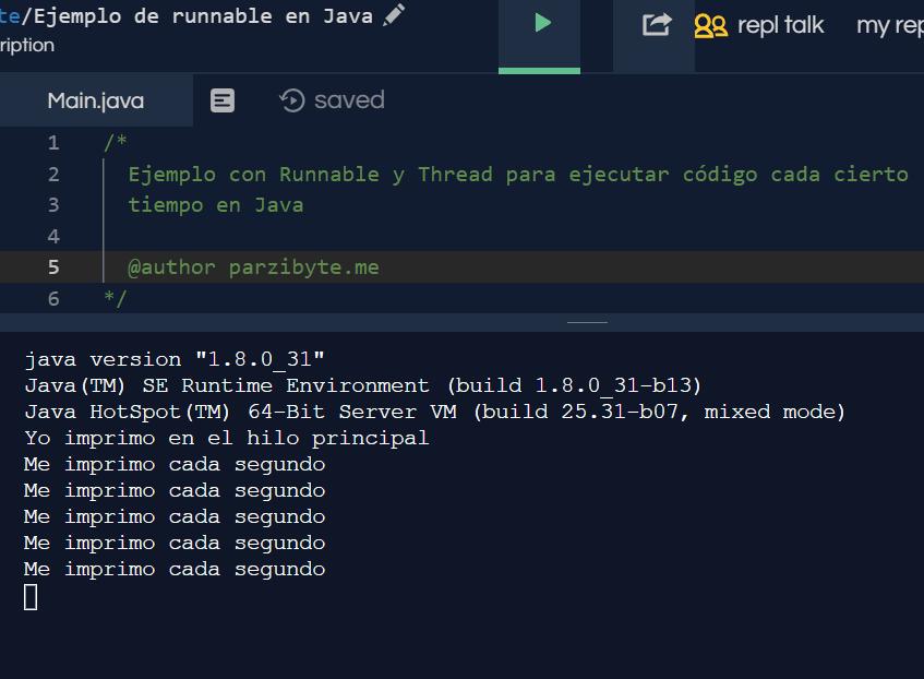 Java - Ejecutar código de manera repetitiva cada cierto tiempo con Runnable y Thread | Parzibyte