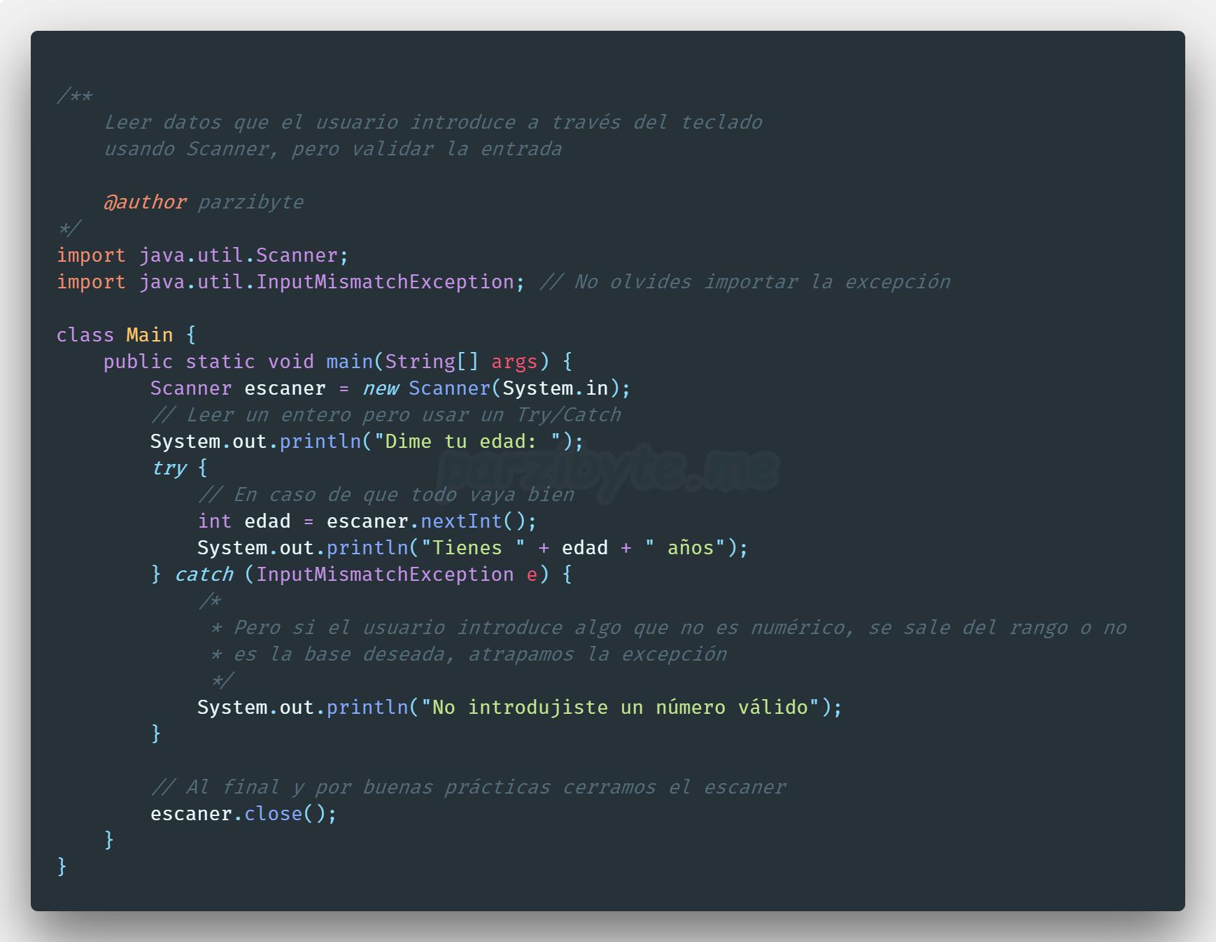 Leer datos introducidos por el usuario a través del teclado con Java | Parzibyte