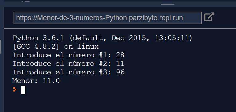 Mayor y menor de 3 números en Python | Parzibyte