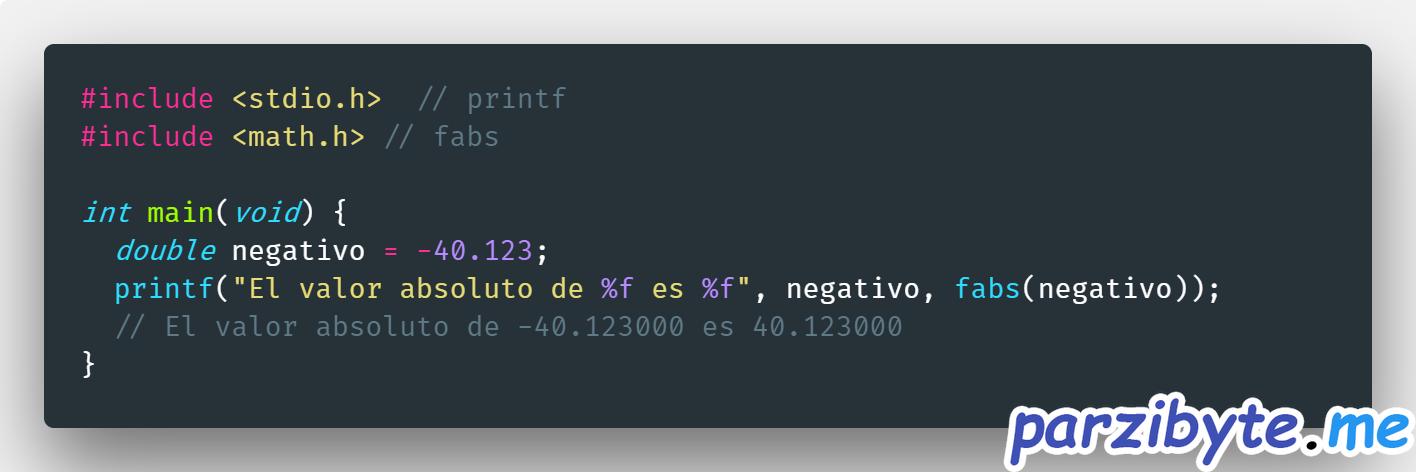 Convertir número negativo a positivo en C | Parzibyte